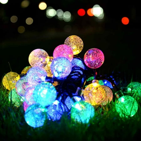 Multi-Colored Solar String Lights 20ft 30 Ds Crystal Globe Lights ...