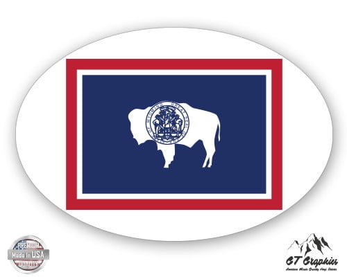 Wyoming State Flag Oval - 8" Vinyl Sticker - For Car Laptop I-Pad ...