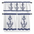 Coastal Nautical Anchor String Curtain Tier and Valance Set 3 Piece ...
