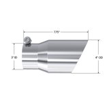 MBRP Universal Tip 4in O.D. Dual Wall Angled 3in inlet 8in length T304 ...