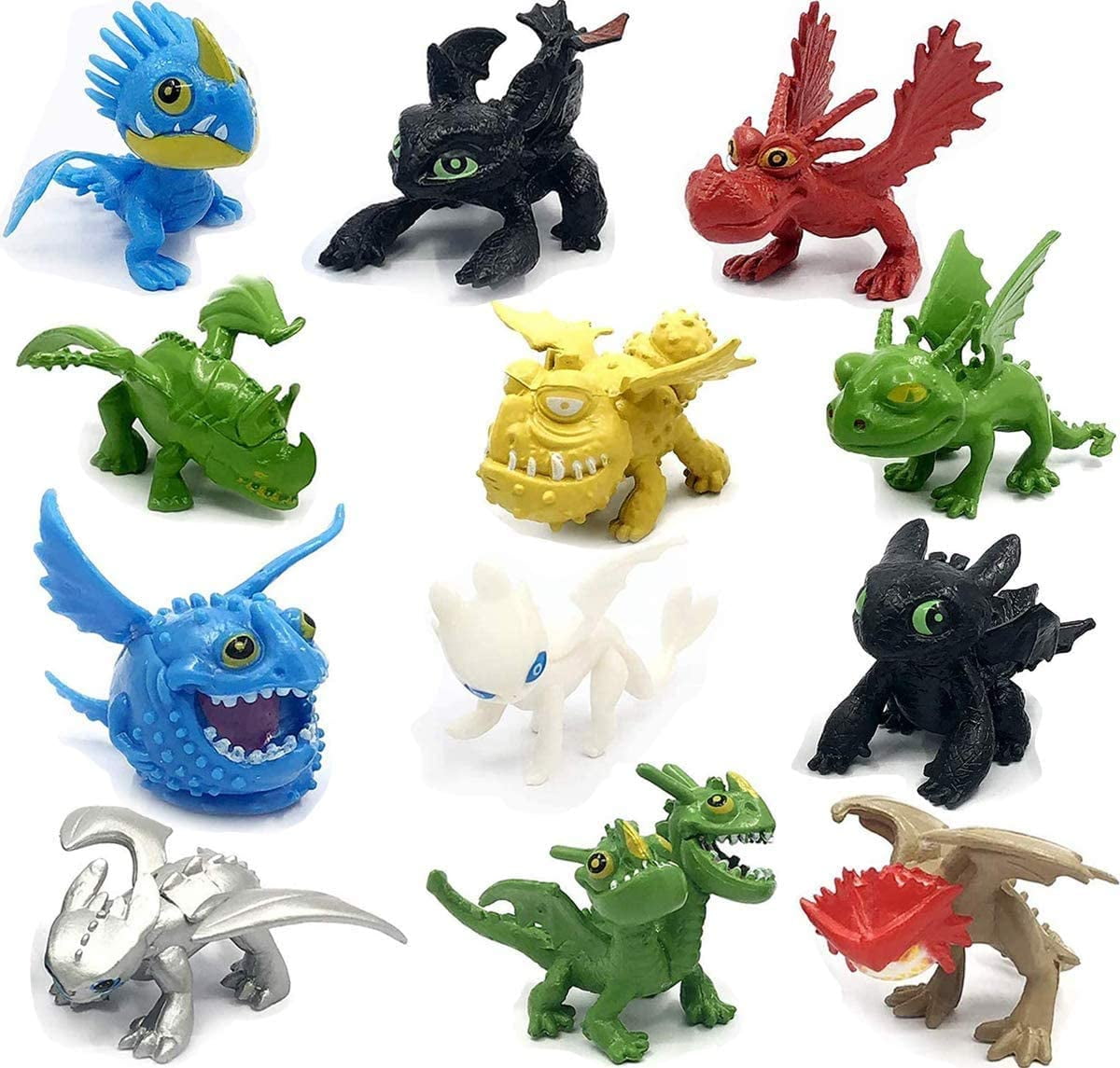 New Dragons 12 Pcs Action Figures Set - Dragons Night Fury Toothless ...