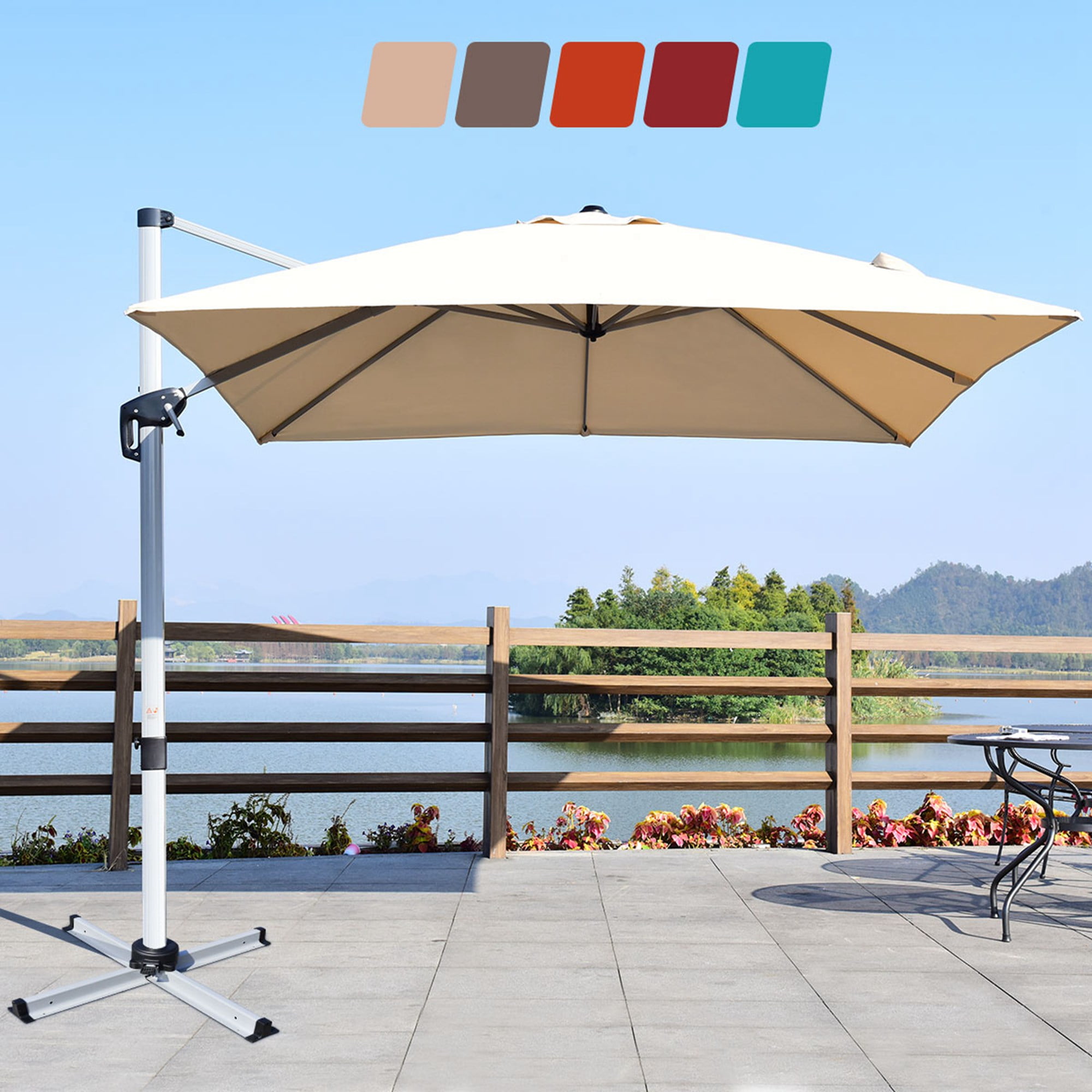 Click here for Costway 10ft Square Patio Offset Cantilever Umbrel... prices