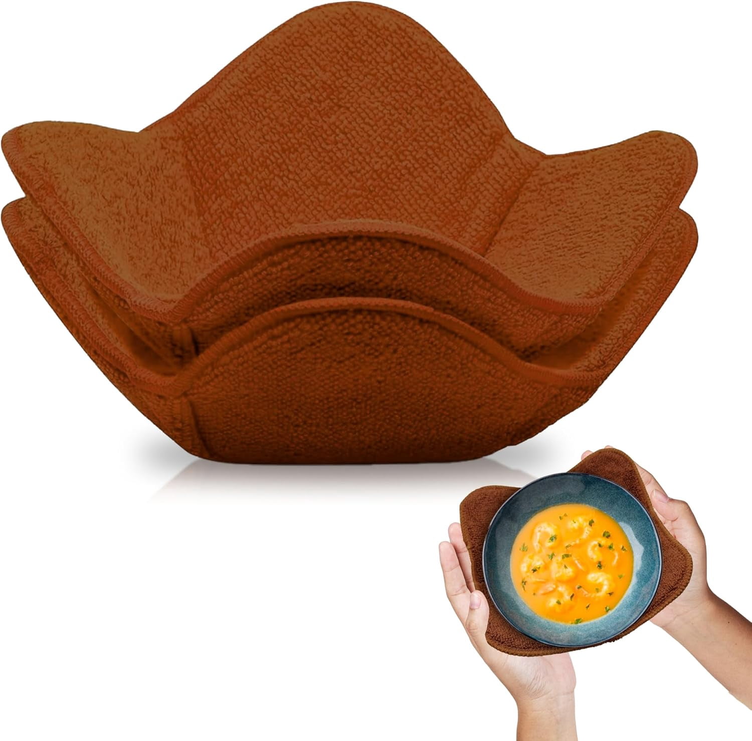 shiyou-Set of 2 Microwave Bowl Cloth Hot Pads with Brown Color ...