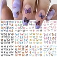 36 Sheets Flower Nail Art Stickers Decals Butterfly Water Transfer Nail ...