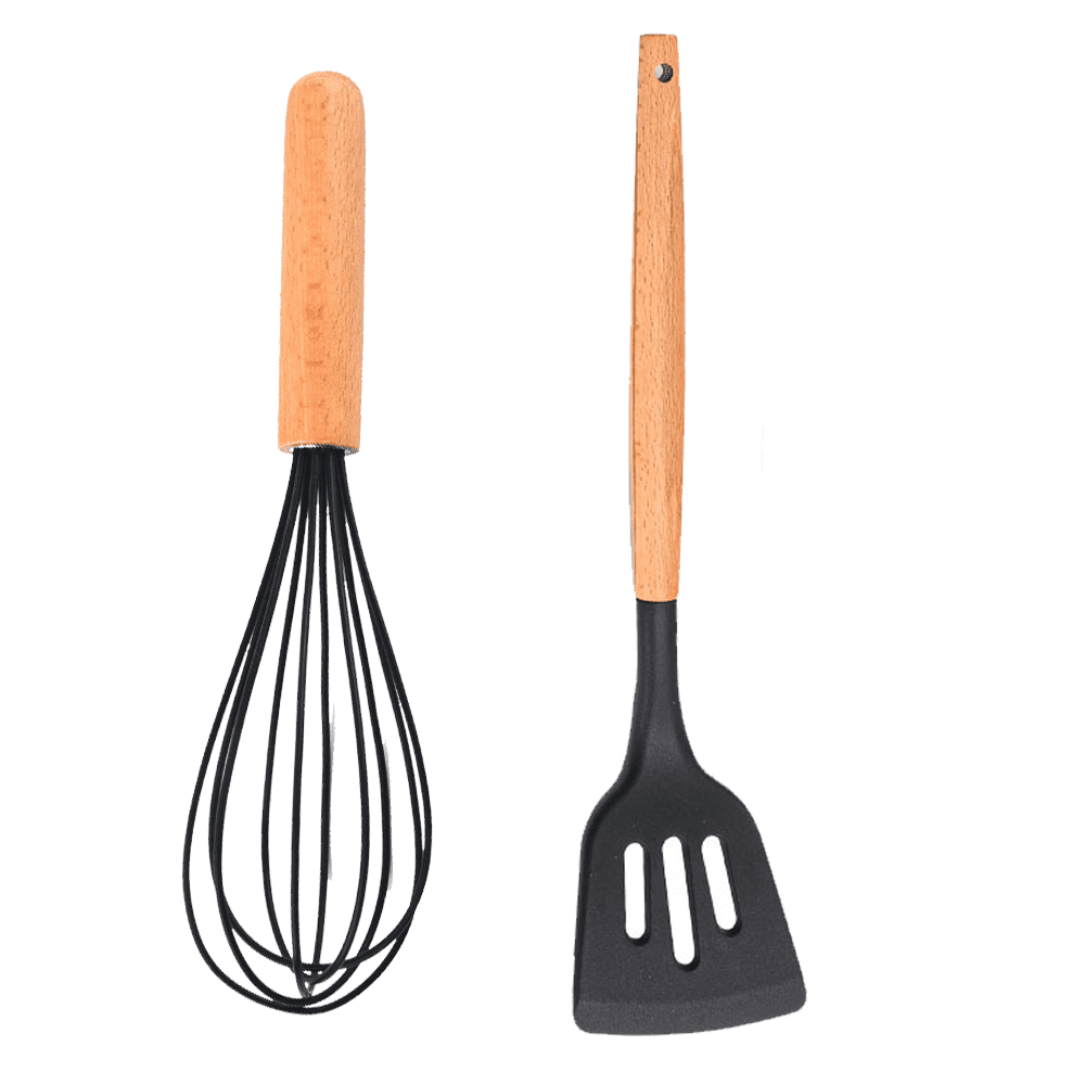 2 Pc Kitchen Utensil Set, Easy to Clean Wooden Kitchen Utensils ...