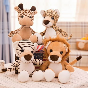 Prextex Plush Animals Playset: 5 Cute Five Inch Animals - Giraffe ...