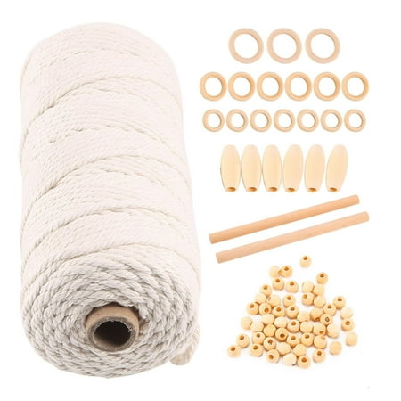 Macrame Cord Cotton Rope 3mm With Wood Ring Stick For Diy Macrame Kit ...
