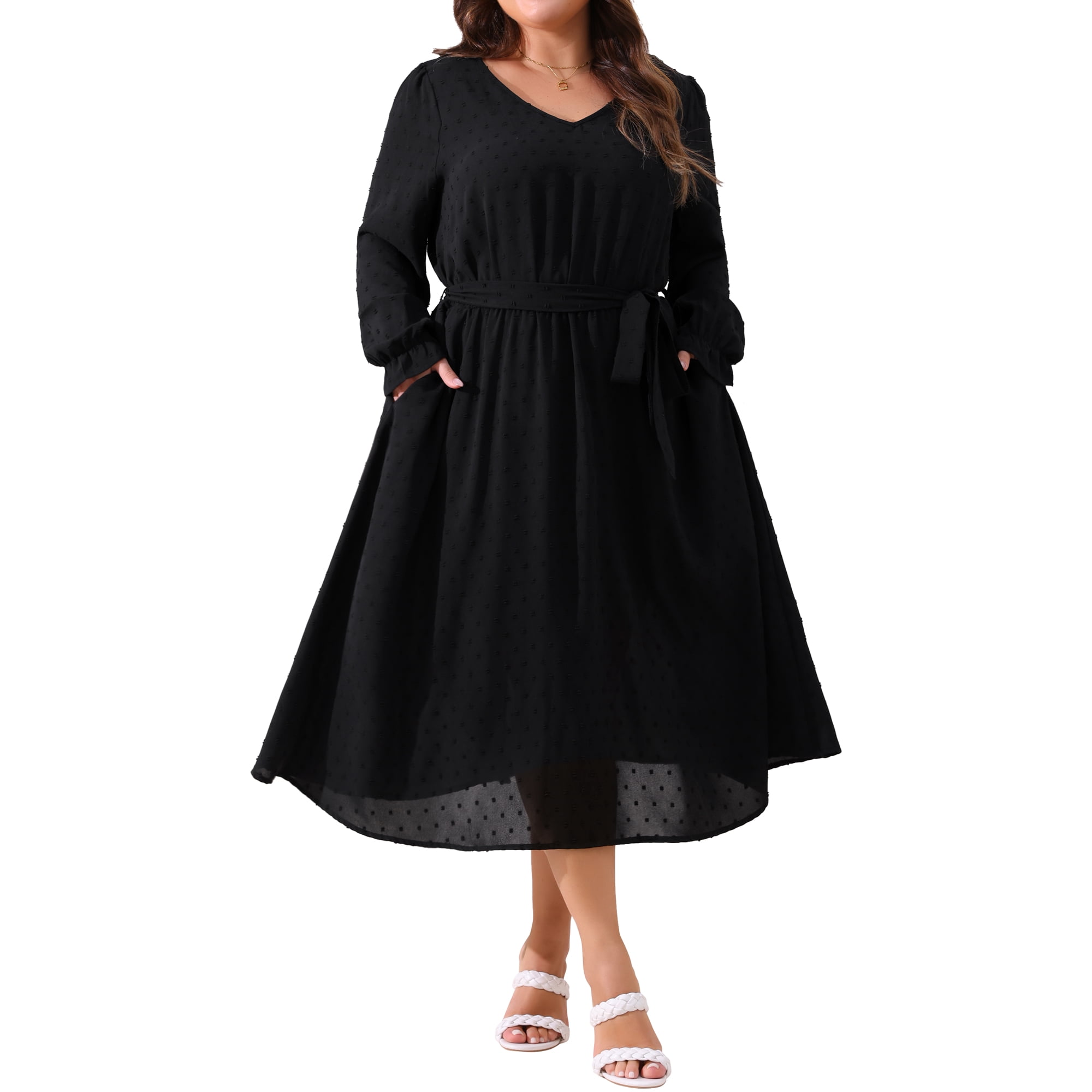 Click here for Agnes Orinda Plus Size Swiss Dot Dress For Women V... prices