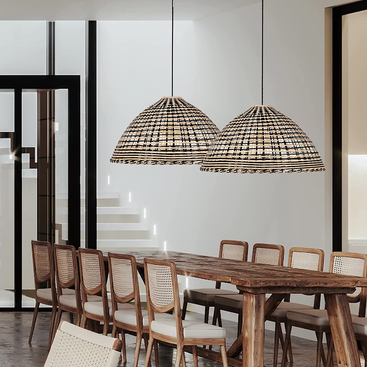 Arturesthome Rattan Pendant Lights Hand-Woven Wicker Lighting Fixture Natural Bamboo Hanging ...