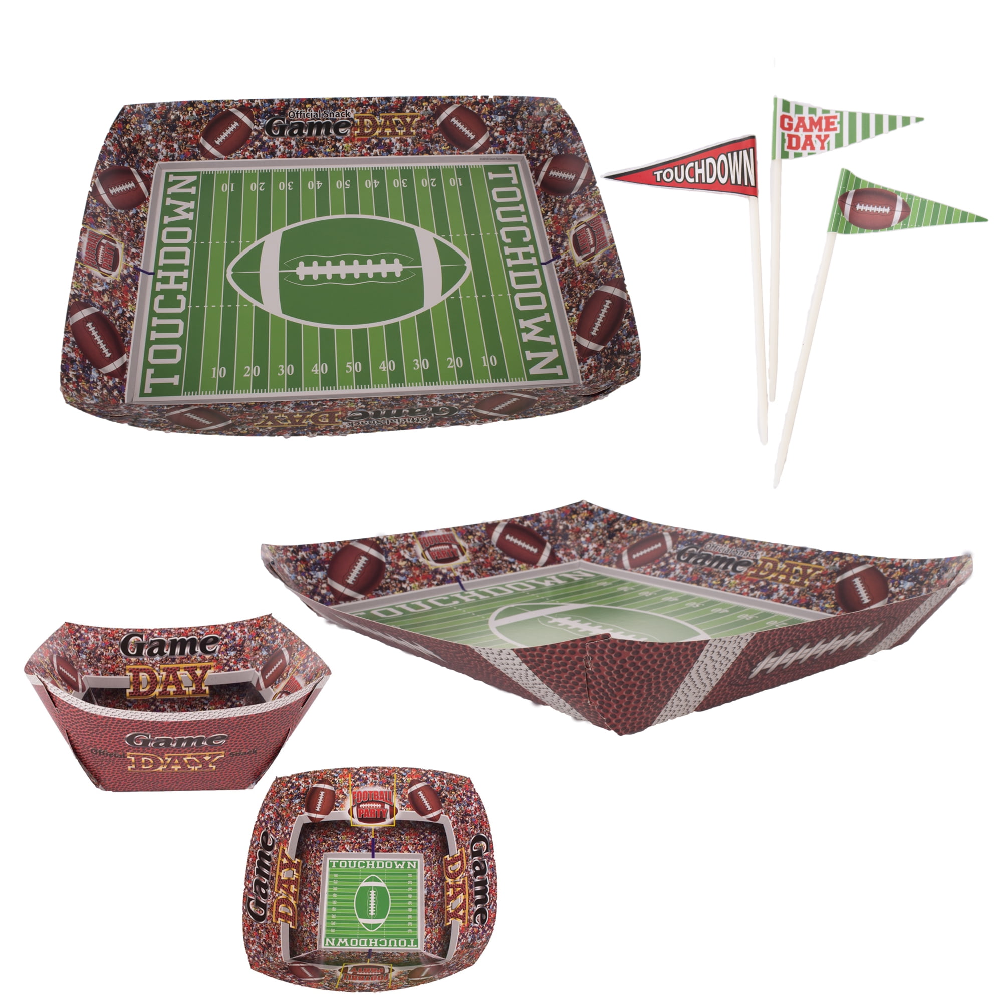 Forum Football Field Basic 40pc Party Serveware Set, Green White Brown ...