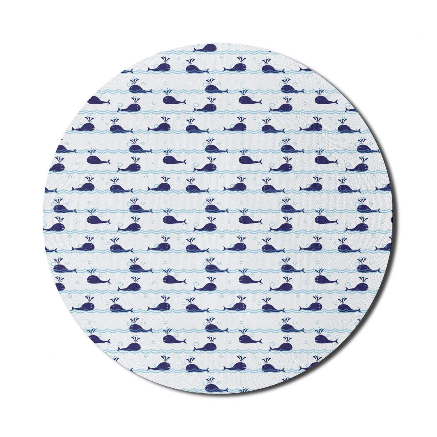 Whale Mouse Pad for Computers, Horizontal Ocean Waves with Blue Fishes ...