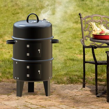 Costway Vertical Charcoal Smoker BBQ Barbecue Grill w/ Temperature ...