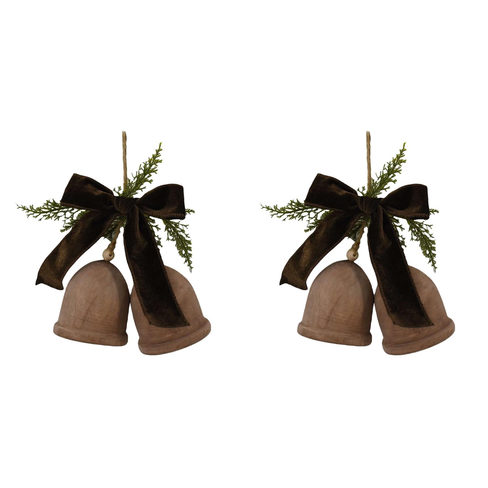 Click here for Zttd 6 Wooden Bell With Bow -Vintage Christmas Han... prices