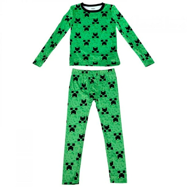 Minecraft 845989-mall-7-8 Minecraft Creeper Face Block Boys Pajama Set ...