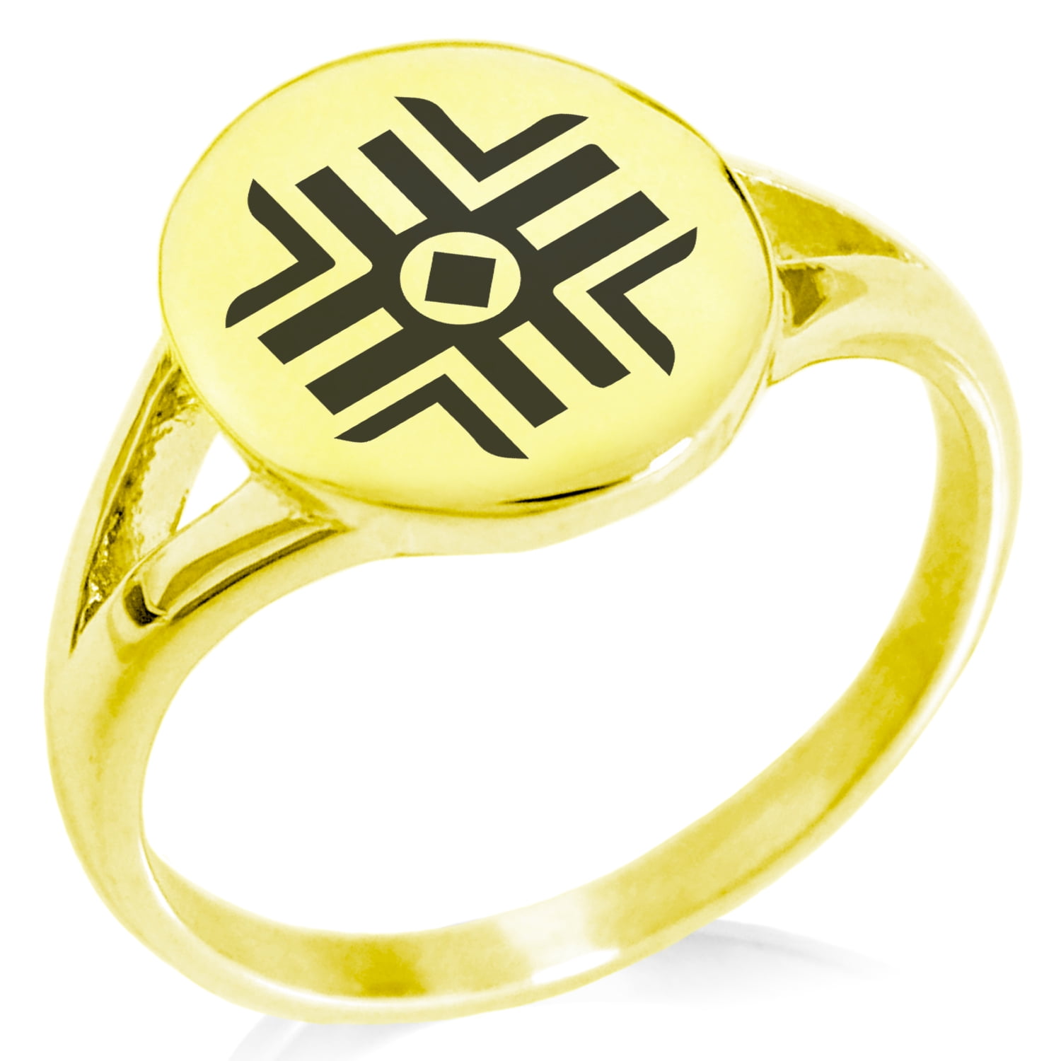 Stainless Steel Holy Magic Rune Minimalist Oval Top Polished Statement ...