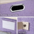 Linen Fabric Decorative Storage Boxes with Lids Purple&Cream L(3-Pack ...