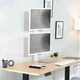 VIVO White Dual Computer Monitor Desk Mount, Vertical Array, 2 Screens ...