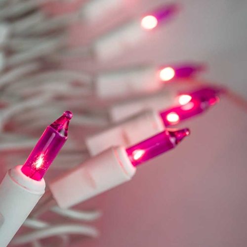 See All String Lights String Lights 35 Pink Bulbs White Wire 12 feet ...