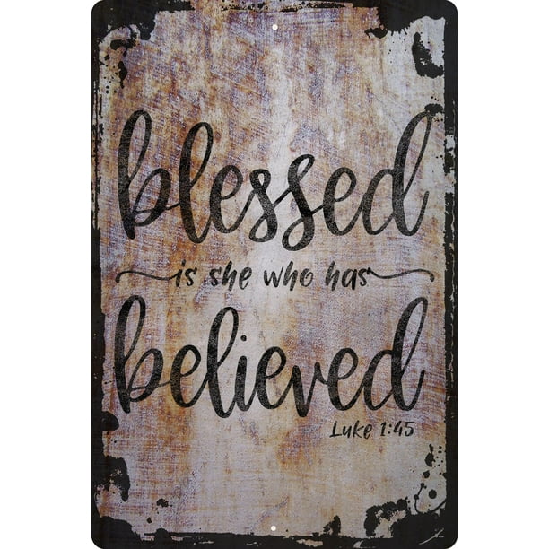 Blessed is she who has believed luke bible verse religion cursive Beige ...