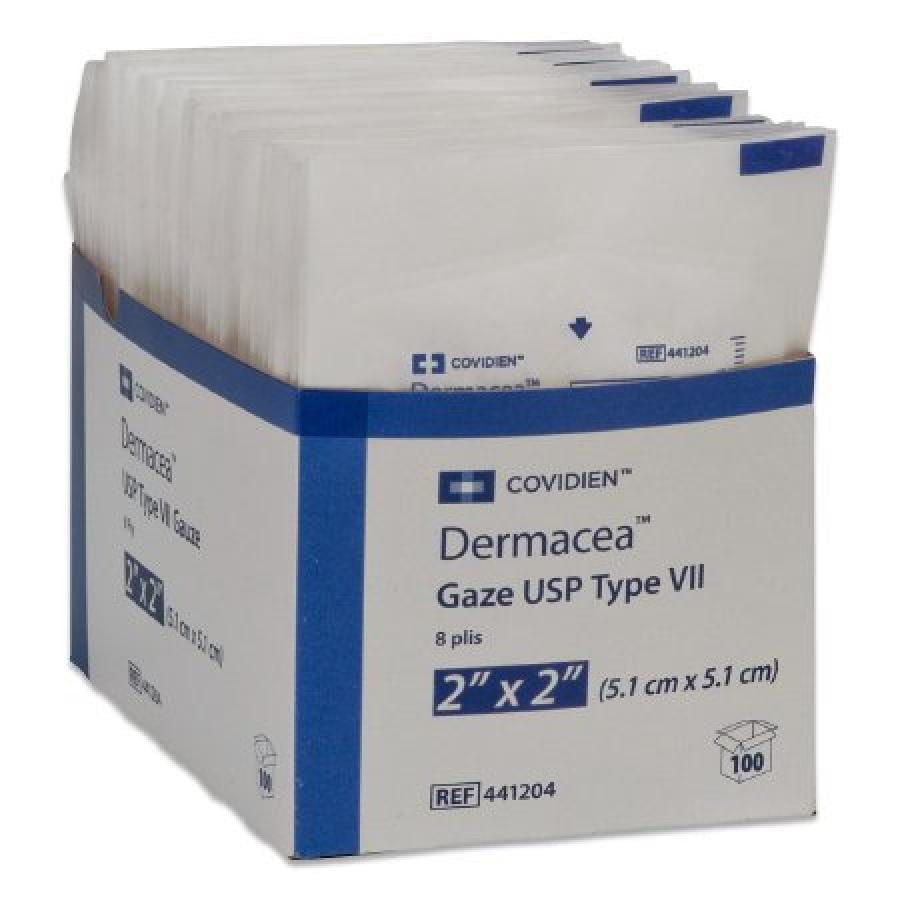 Dermacea USP Type VII Gauze Sponge - 2 Inches x 2 Inches, Cotton, 8-Ply ...