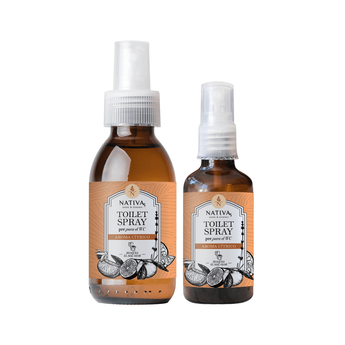 2 Toilet Sprays CÍTRICOS : 120ML + Portable 50ML ¡Elimina olor del WC ...