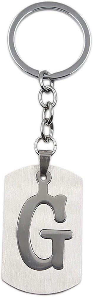 Brushed Metal Silver Stencil Letter Keychain Ring (Fits Like a Puzzle ...