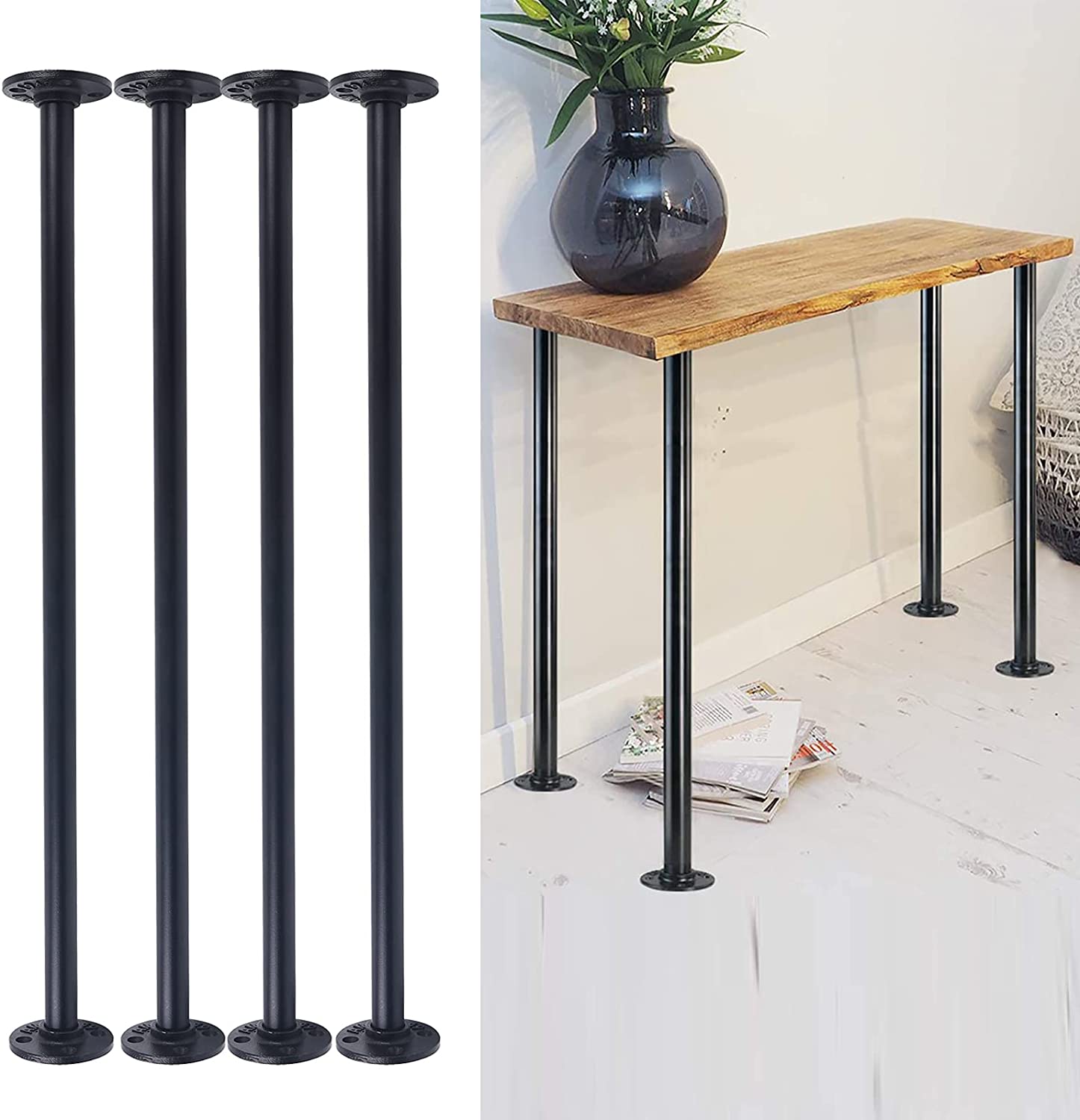 Fichiouy 4Pcs 30 inch Furniture Table Legs Metal Desk Legs Rustic DIY ...