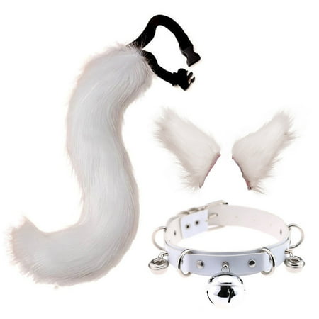 FanShow Tail and Ears Set, Long Fox Tail Cosplay Faux Fur Furry Wolf ...