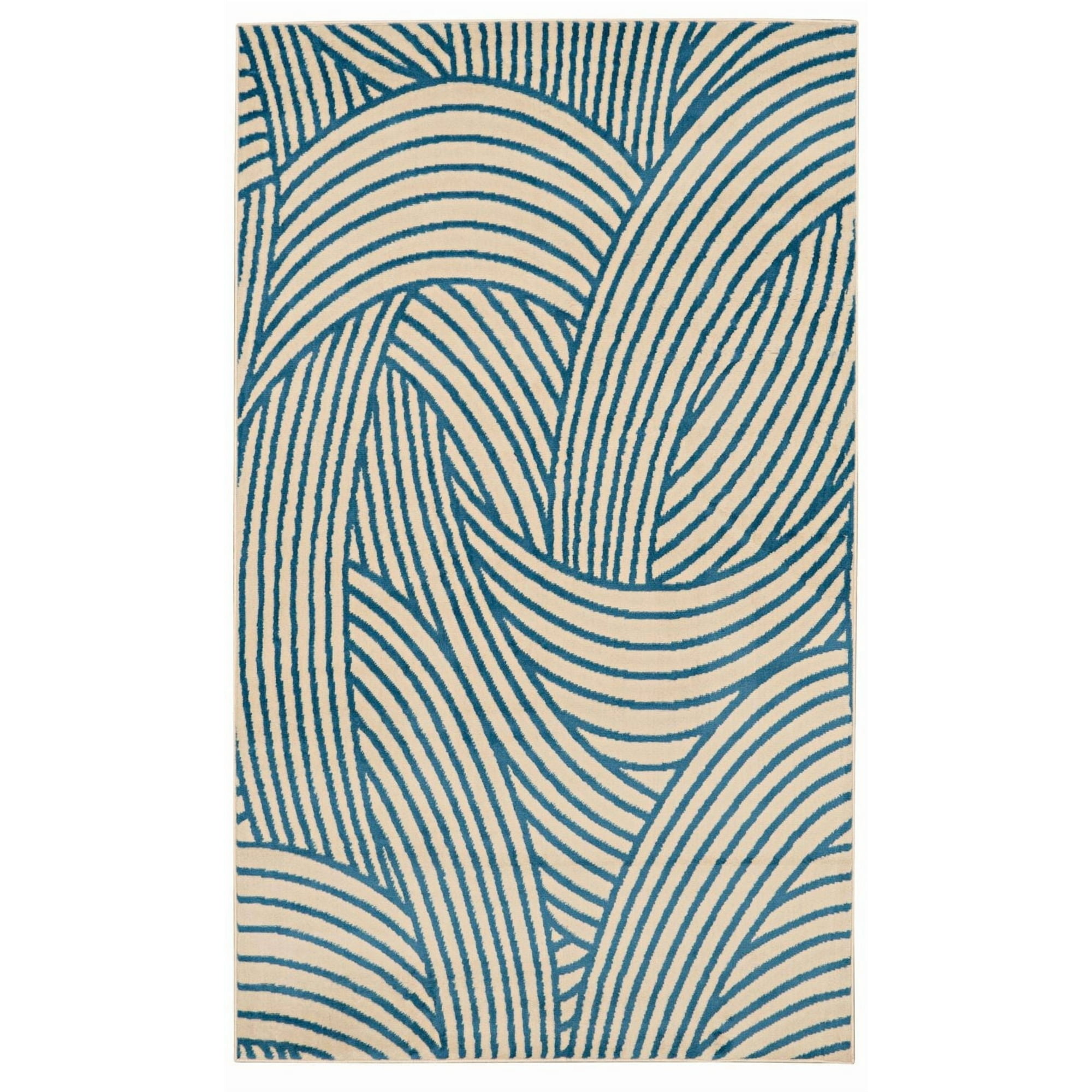 Click here for Linon Capri Binya Bone & Blue 4 3 X 7 3 Area Rug 4... prices