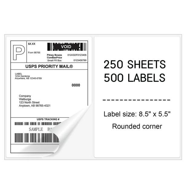 NefLaca Half Sheet Labels 8.5" x 5.5" Rounded Corner Self Adhesive ...