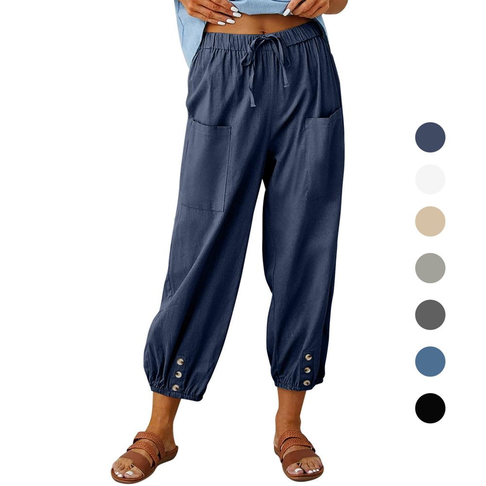 Click here for Choks Chok Ladies Capris With Pockets Cotton Linen... prices