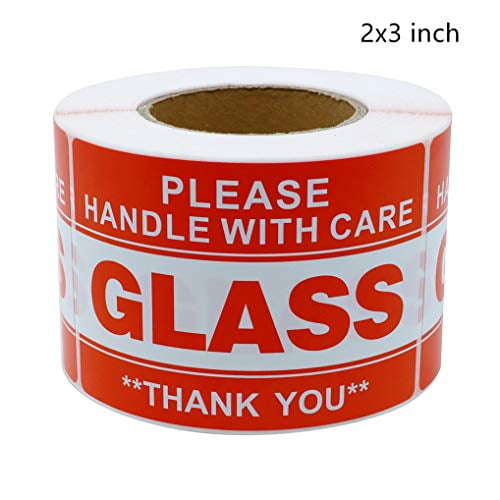 Buy Hybsk 2x3 inch Handle with Care Thank You Glass Stickers Adhesive ...