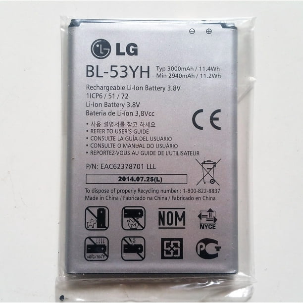 AT&T Replacement LG G3 Li-ion Battery 3000 mAh BL-53YH - Walmart.com ...
