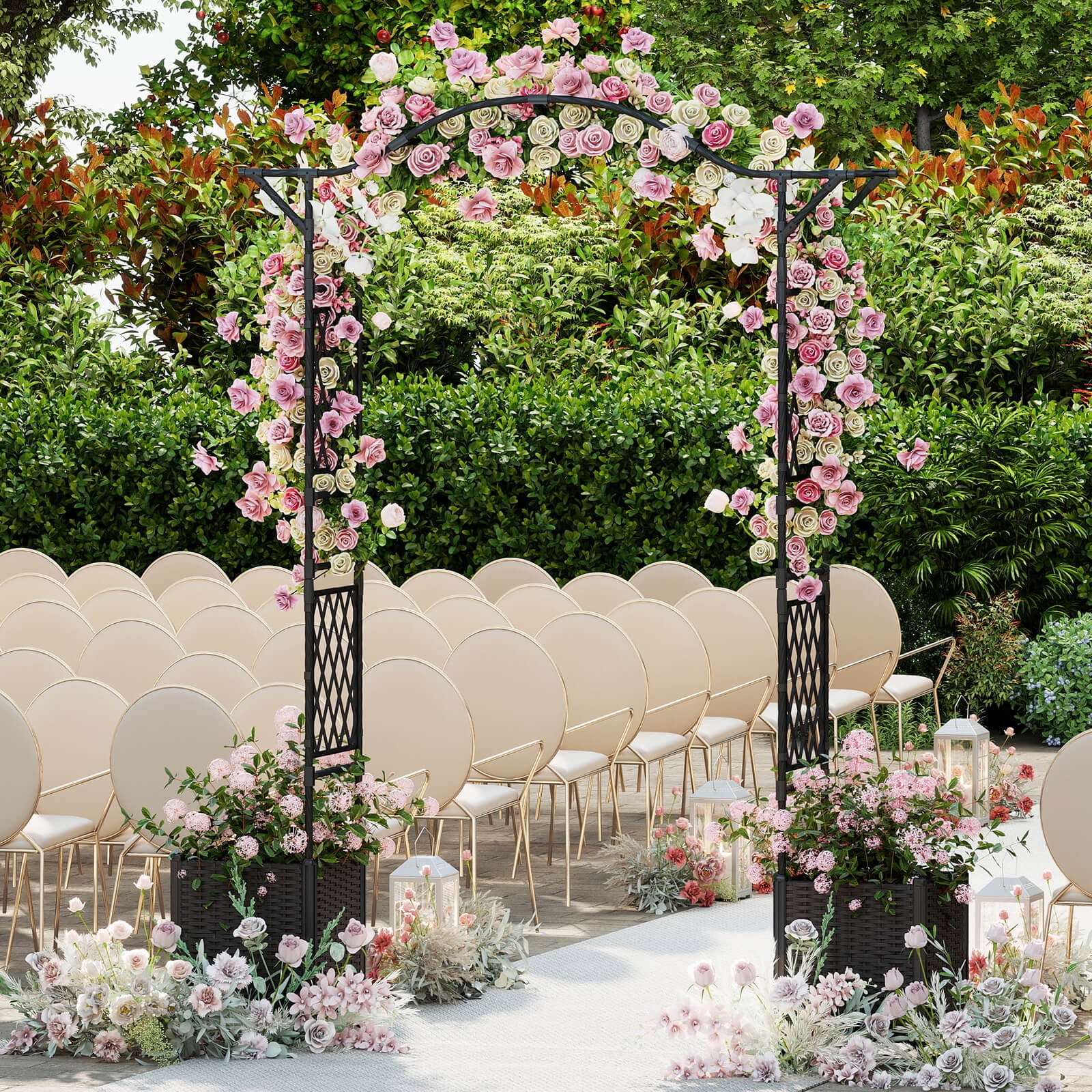 Click here for Costway 82L X 99H Garden Arch Trellis With 2 Self-... prices