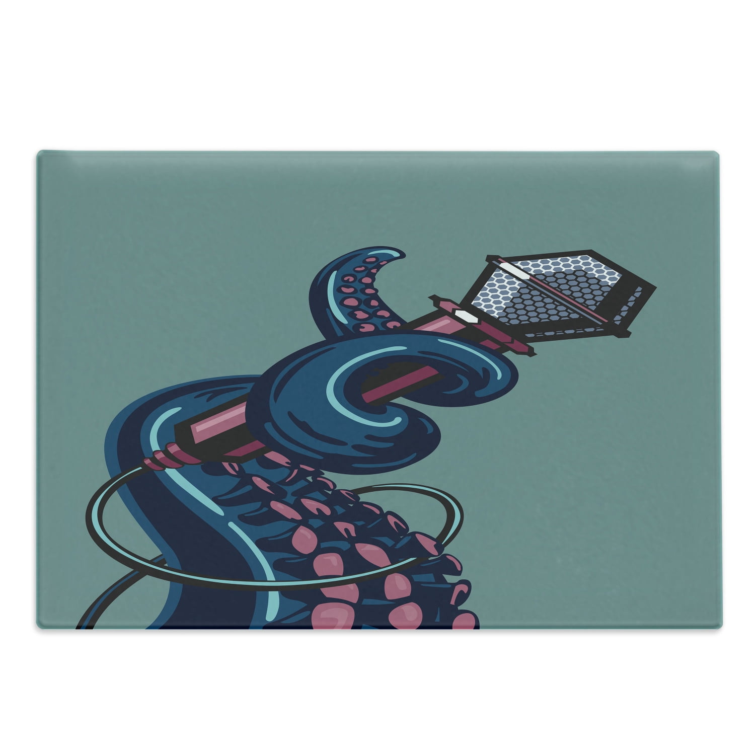 Octopus Cutting Board, Octopus Tentacle Holding a Microphone Retro ...