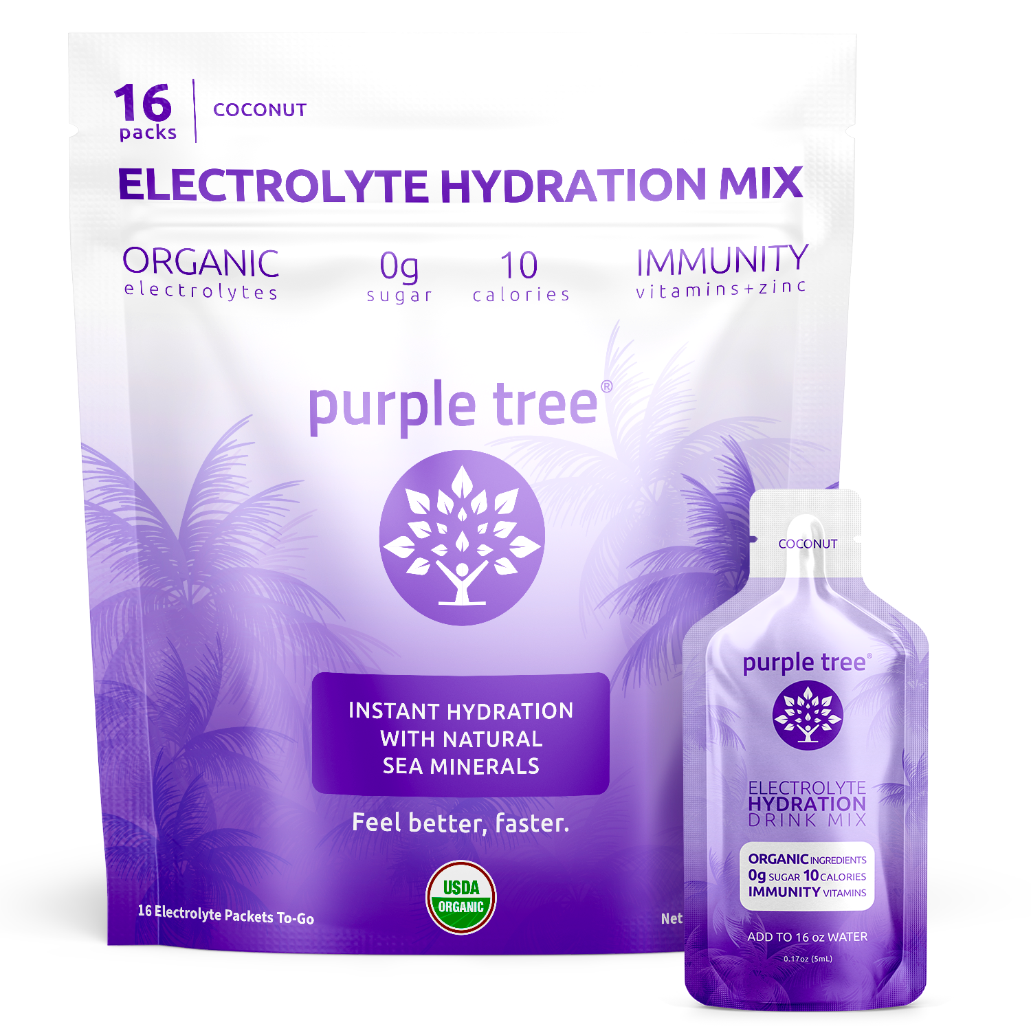 Buy Organic Electrolyte Hydration Drink Mix by Purple Tree, No Sugar No ...