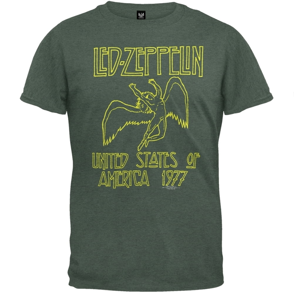 Click here for Led Zeppelin - 1977 Sage Green Soft T-Shirt prices