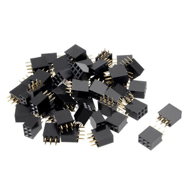 50Pcs 2.54mm Pitch 2x3-Pin Double Row Straight Connector Female Pin Header Strip - Walmart.com ...