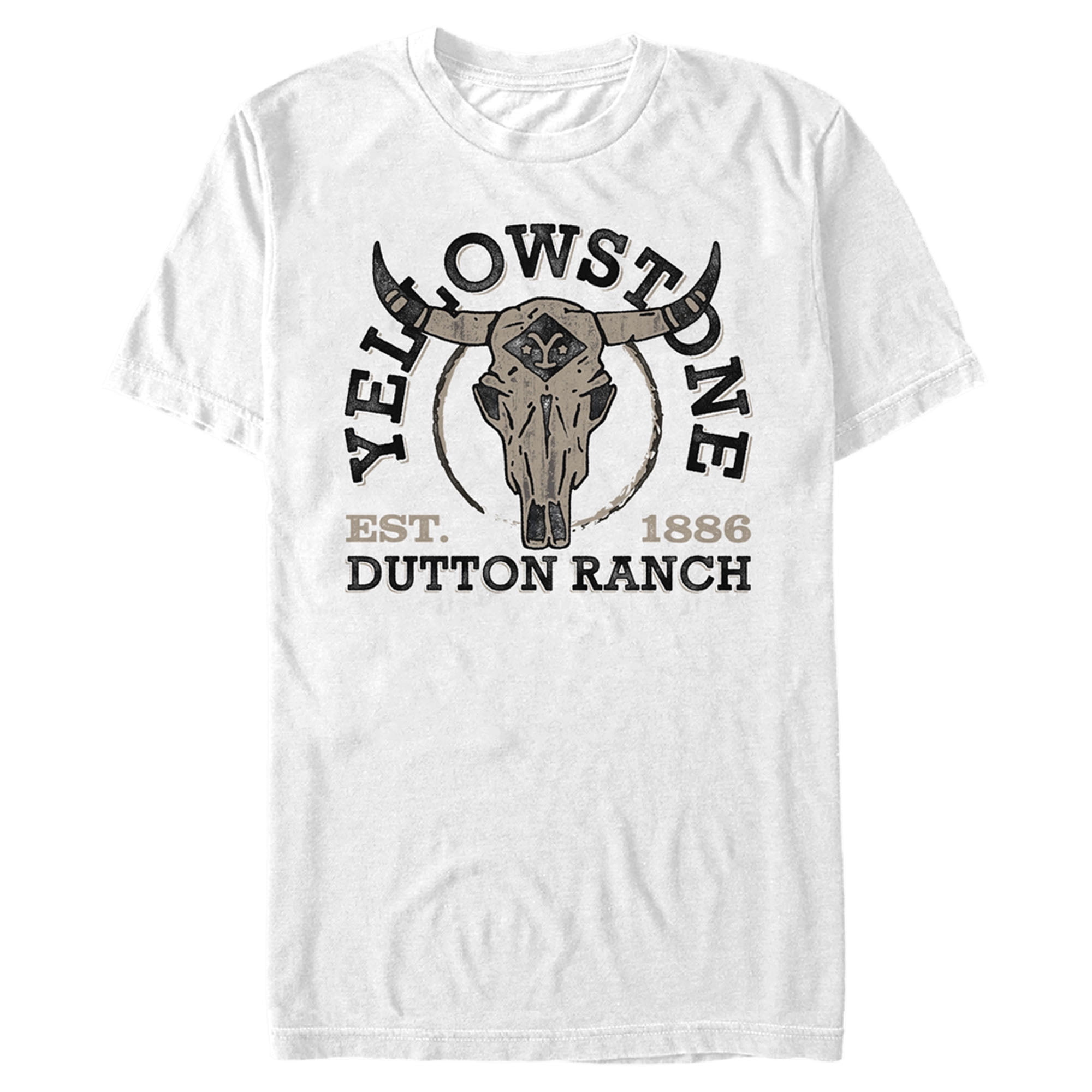 Men's Yellowstone Cow Skull Dutton Ranch Est. 1886 Graphic Tee White 2X ...