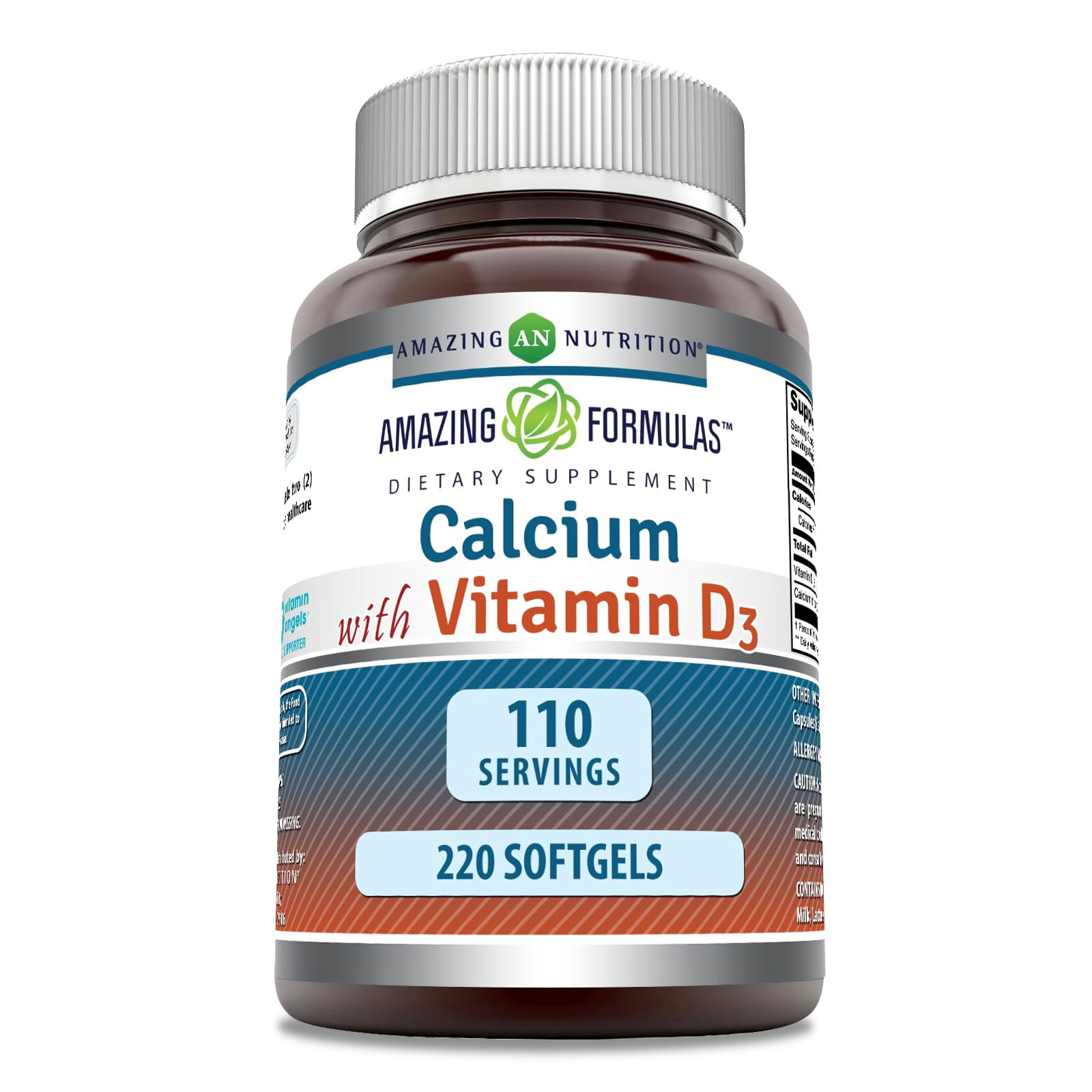 Suplemento de calcio Amazing Formulas 220 cápsulas blandas con vitamina ...