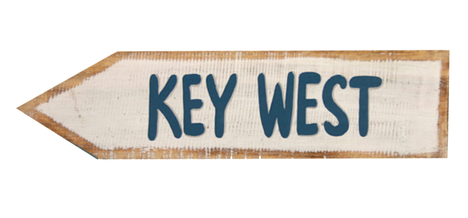 Key West Directional Arrow Wood Wall Plaque 18 Inch Blue and White Sign ...