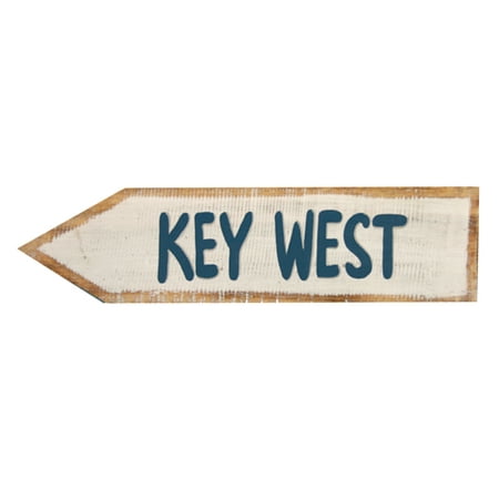 Key West Directional Arrow Wood Wall Plaque 18 Inch Blue and White Sign ...
