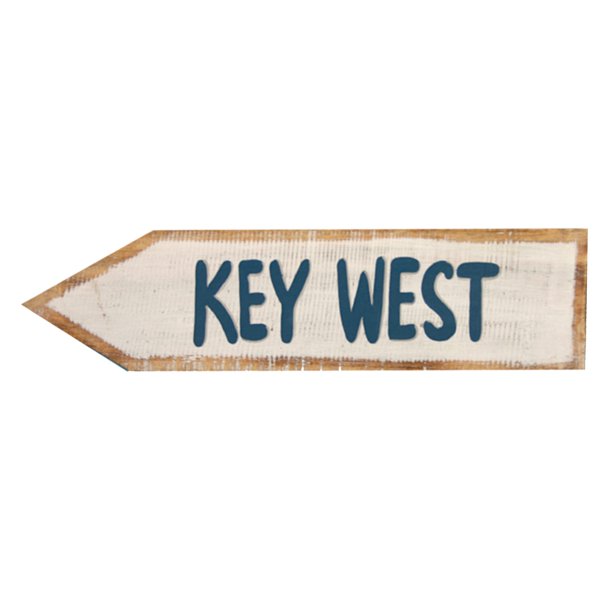 Key West Directional Arrow Wood Wall Plaque 18 Inch Blue and White Sign ...