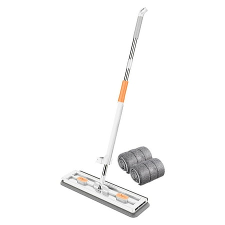 Hands Free Self Wringing Mop Flat Mop 42cmx12cm Mop Head Washable Rags ...