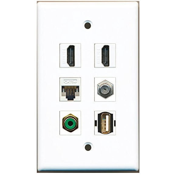 RiteAV - 3 HDMI 2 Port Coax Cable TV- F-Type 1 Port USB A-A Wall Plate ...