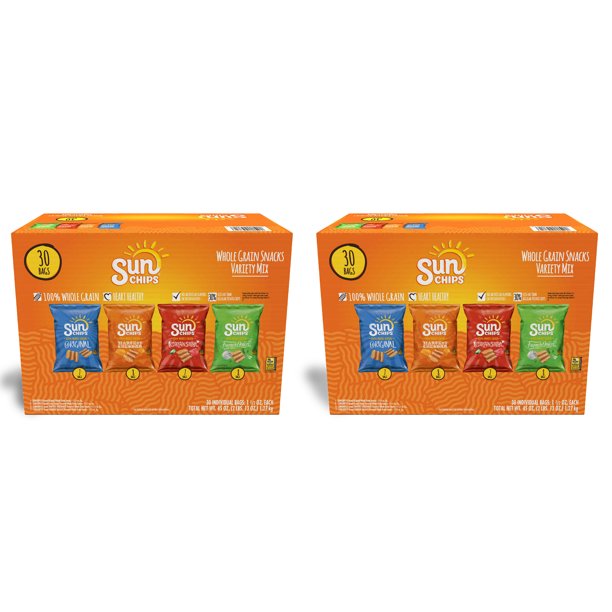 Sun Chips Whole Grain Chips, Variety Pack, 1.5 oz, 60-count - Walmart.com