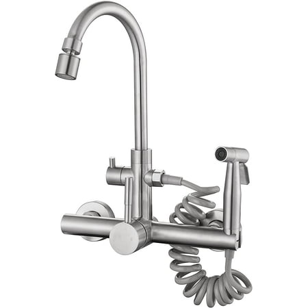 Wall Mount Kitchen Faucet Brushed Nickel 8 Inch Center Wall Mount ...