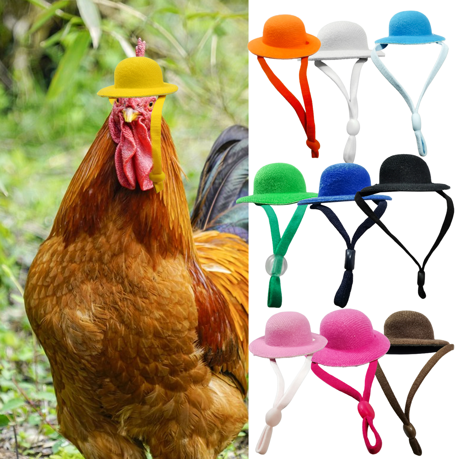 XINHUADSH Chicken Hat Solid Color Adjustable String Cute Round Shape ...