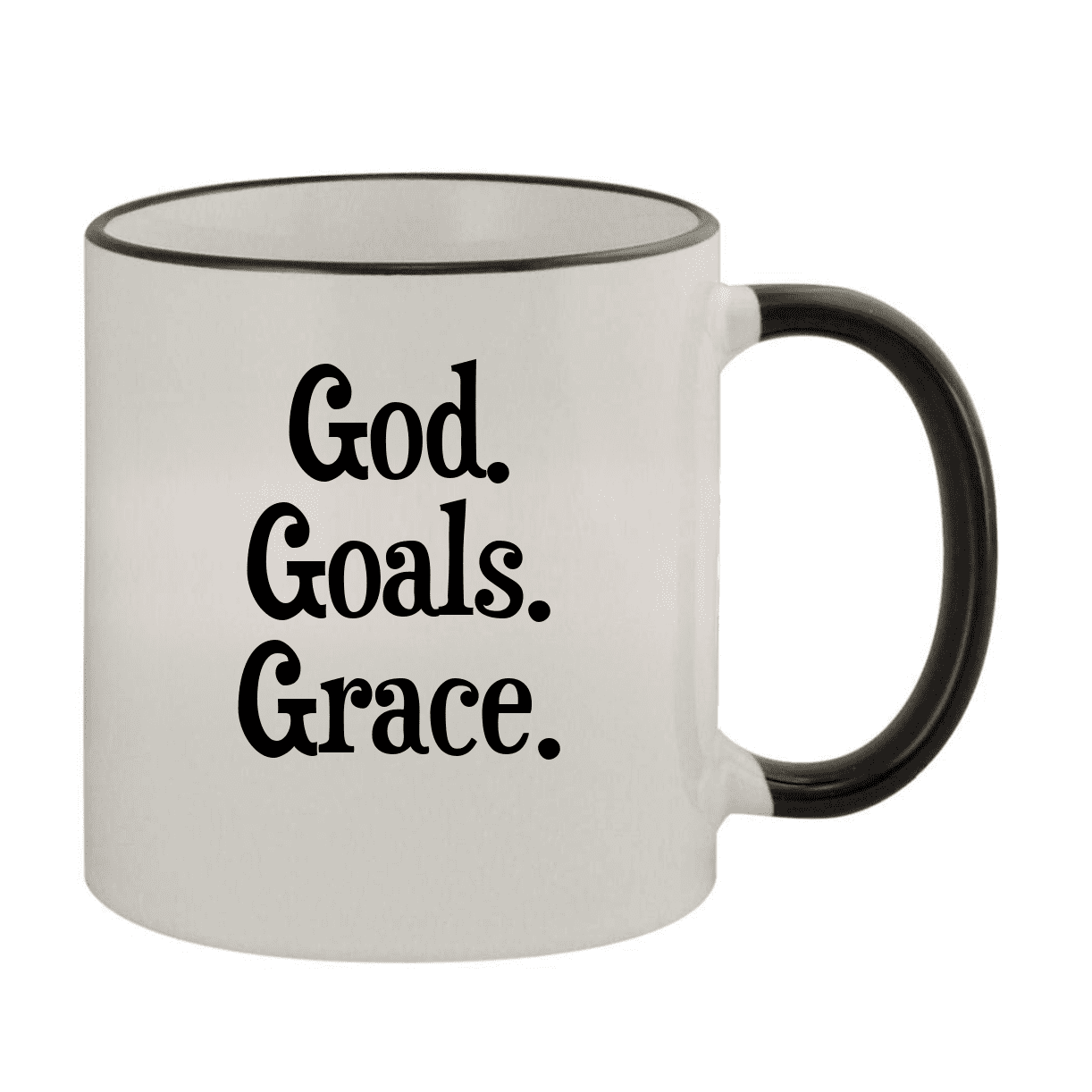 God. Goals. Grace. - 11oz Colored Rim and Handle Coffee Mug, Black ...