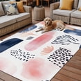 Bohemian Outdoor Rug, Pink Black Color Block Non-Slip Area Rugs Carpet ...